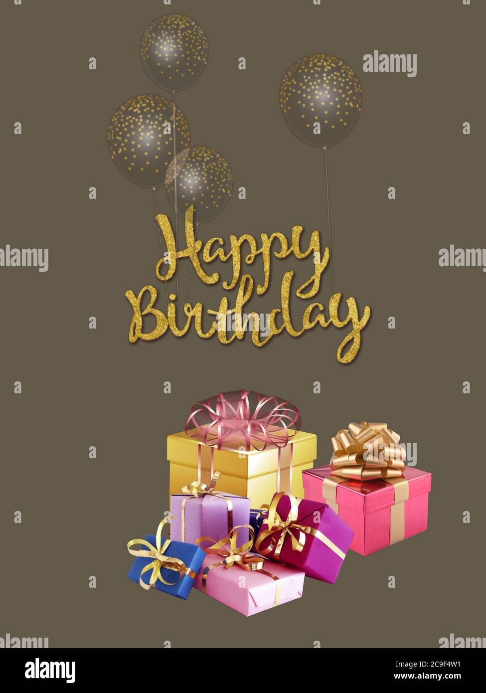 Festive background with happy birthday card isolated in color ...