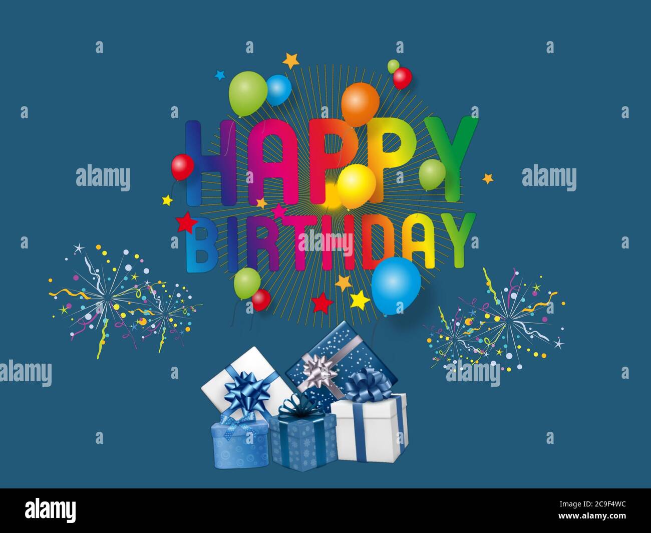 Festive background with happy birthday card isolated in color ...