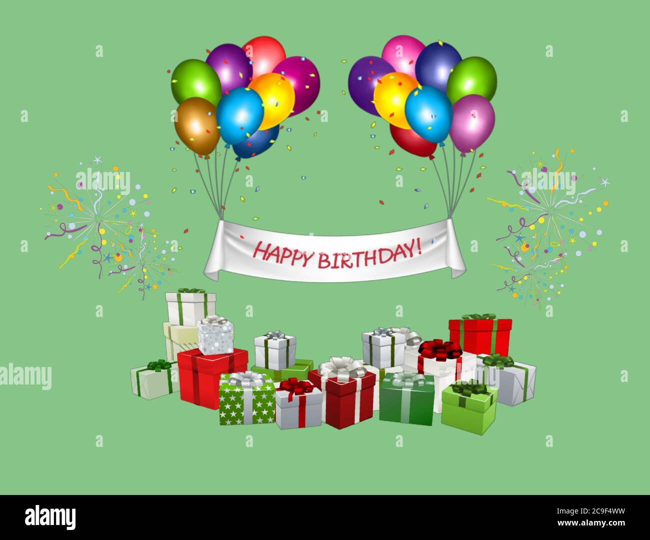 Festive background with happy birthday card isolated in color ...