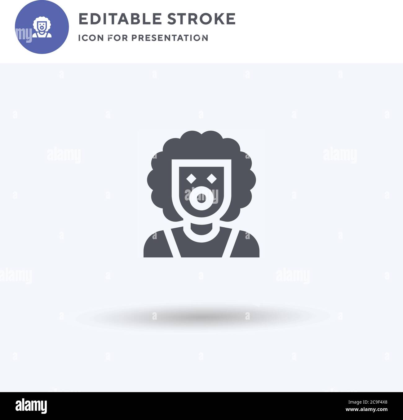 Clown icon vector, filled flat sign, solid pictogram isolated on white ...