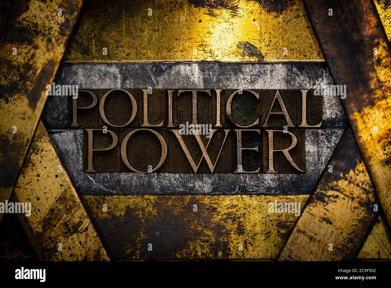 Political Power text formed with real authentic typeset letters on ...