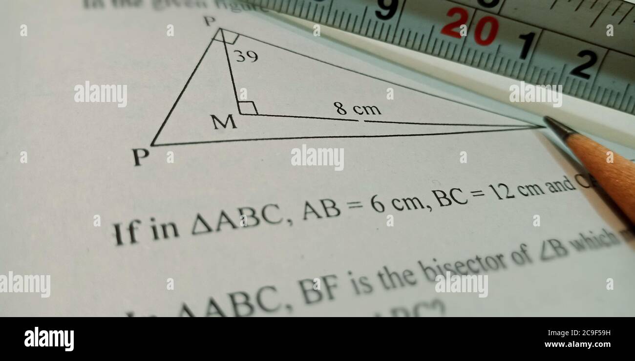 trigonometry triangle maths educational text displayed on paper in ...