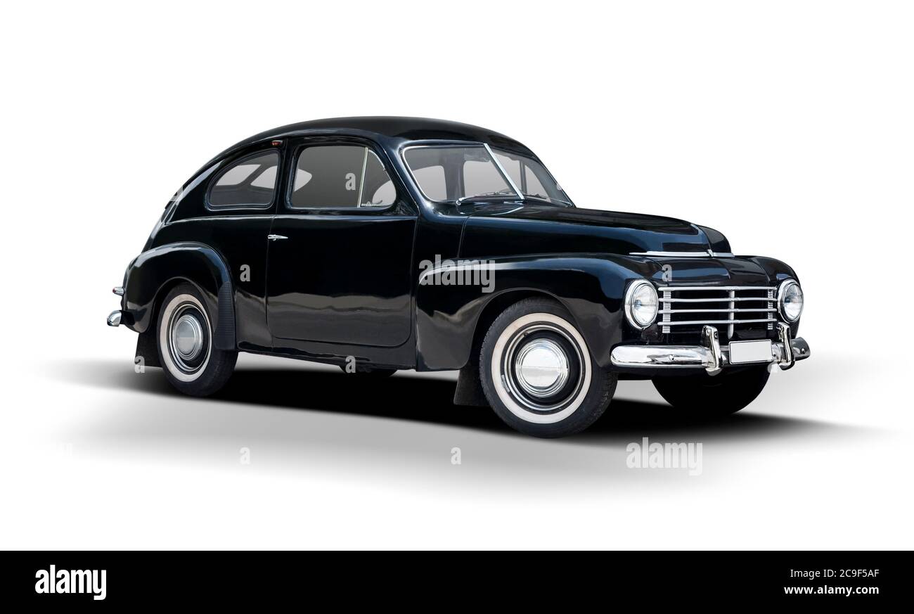 Black classic Swedish car isolated on white Stock Photo - Alamy