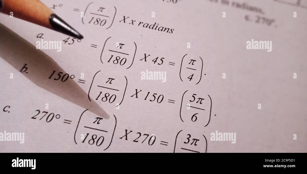 trigonometry problems maths educational text displayed on paper in ...