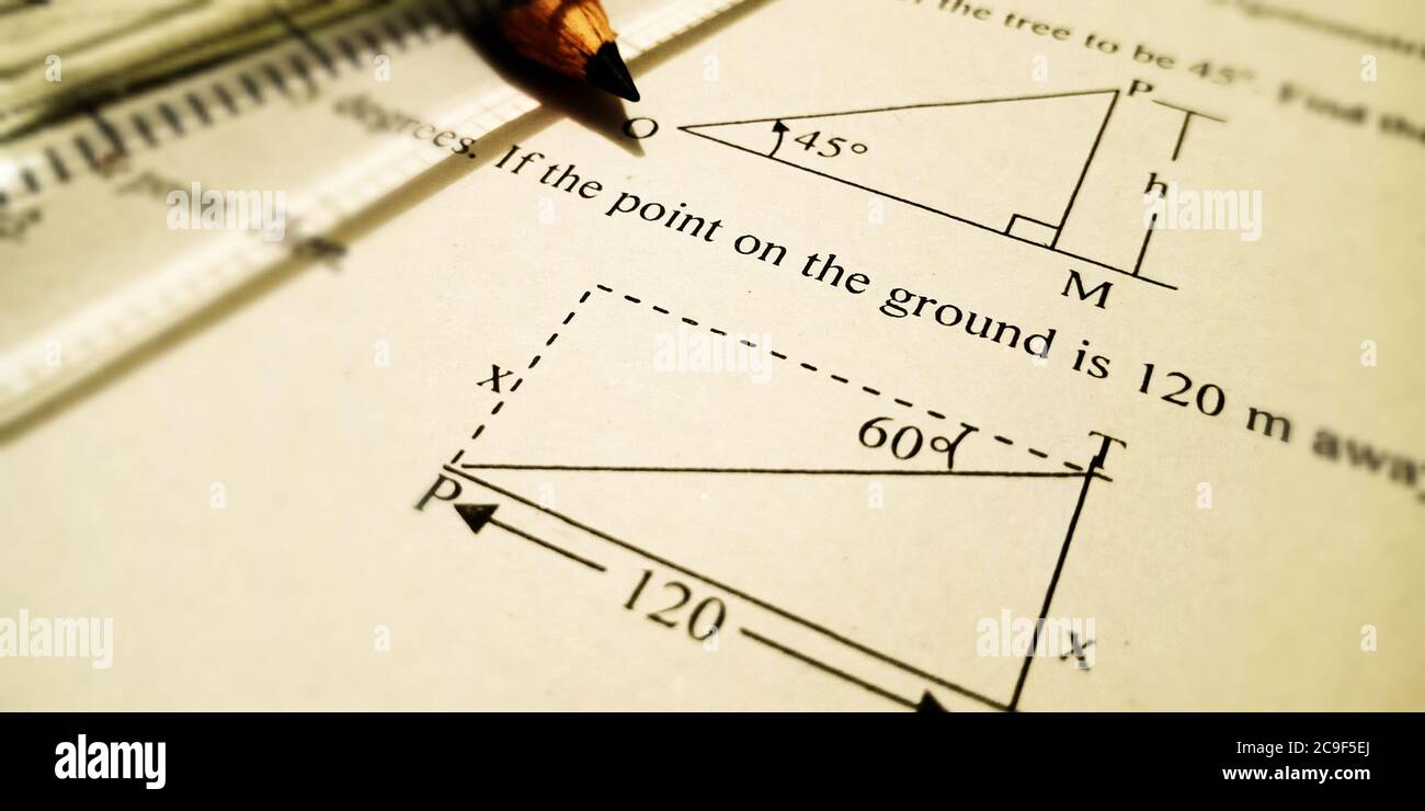trigonometry triangle maths educational text displayed on paper in ...