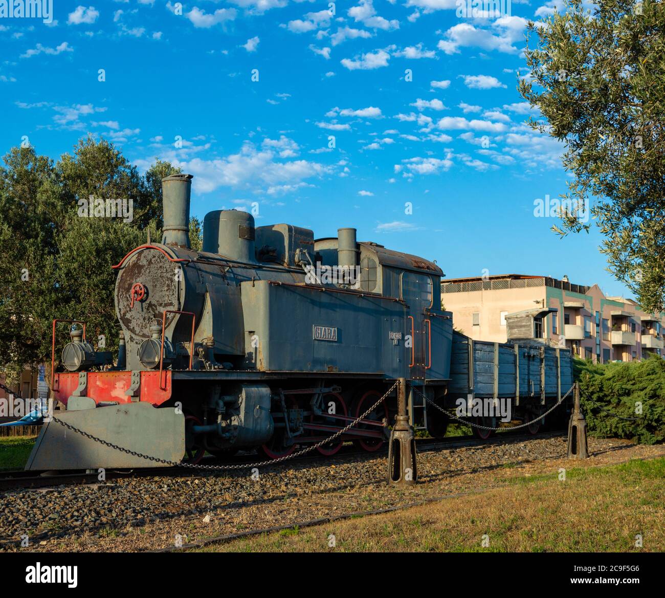 Monserrato, Sardinia, Italy - 07 24 2020: Old Italian rusty Locomotive ...