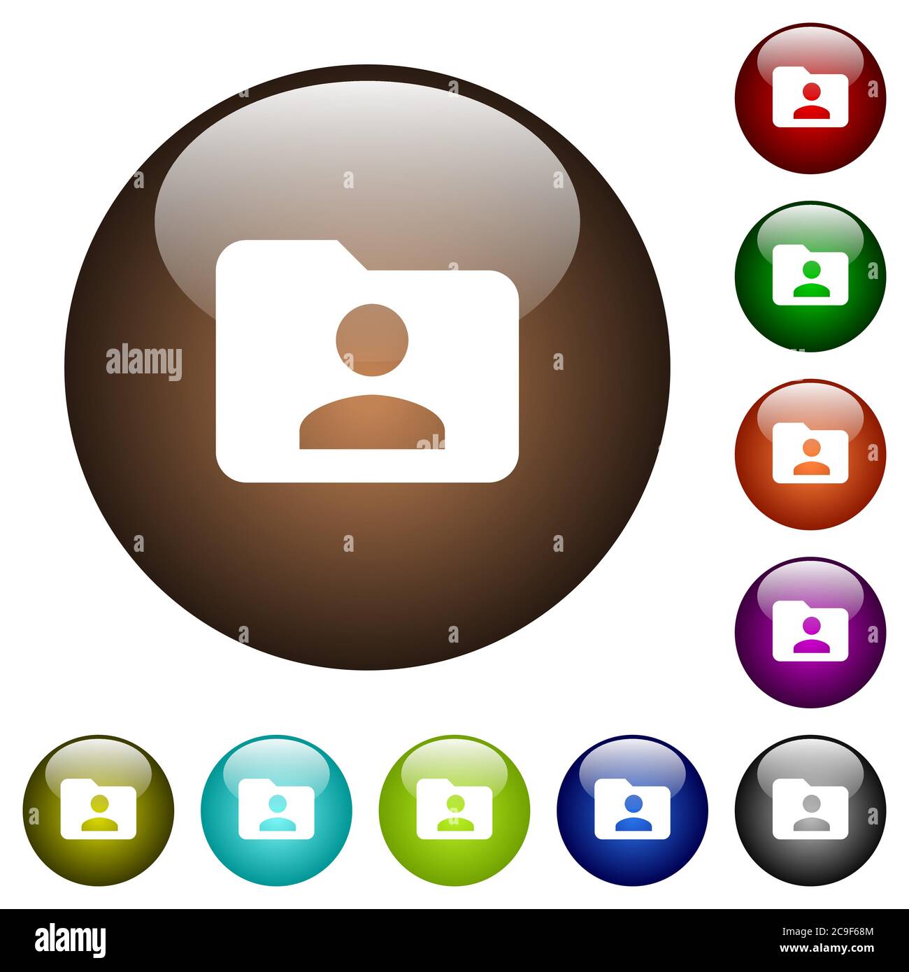 Folder owner white icons on round color glass buttons Stock Vector ...