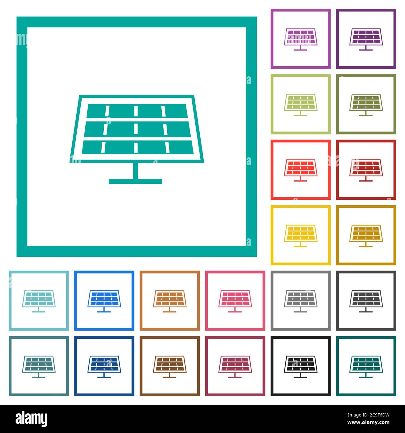 Solar panel flat color icons with quadrant frames on white background Stock Vector Image & Art ...