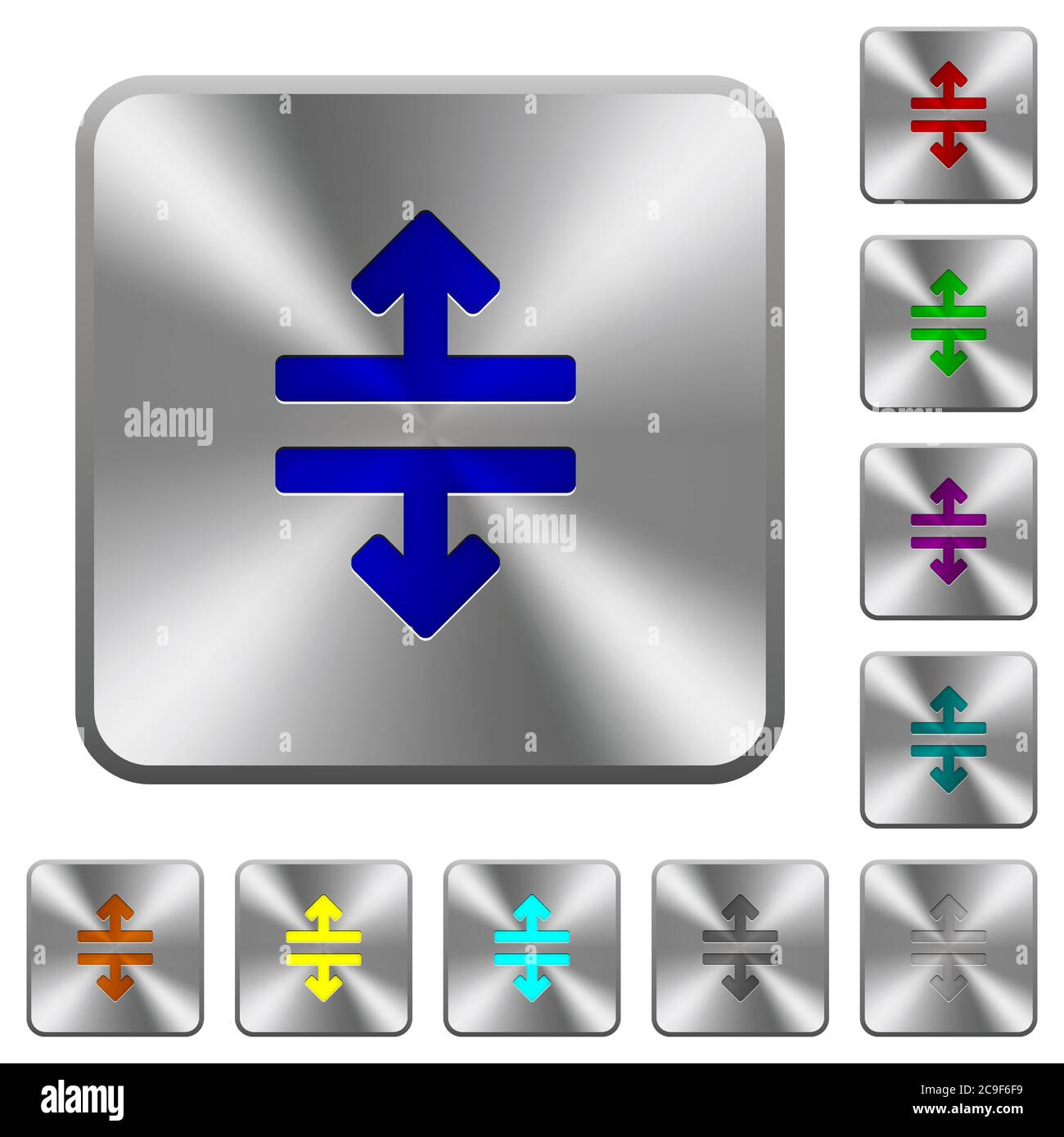 Horizontal split tool engraved icons on rounded square glossy steel ...
