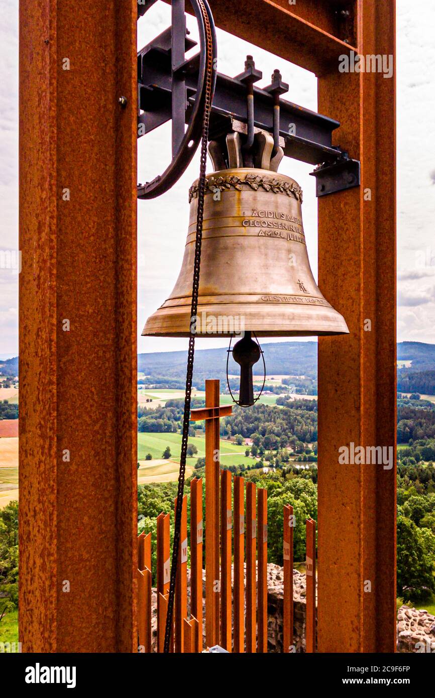 Reconstructed bell-tower on the chapel of Waldeck-Castle in Kemnath ...