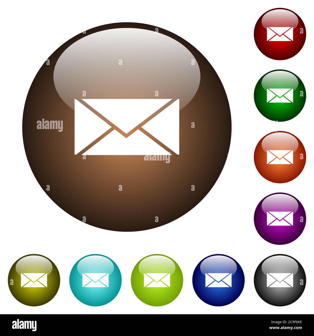 Envelope white icons on round color glass buttons Stock Vector Image ...