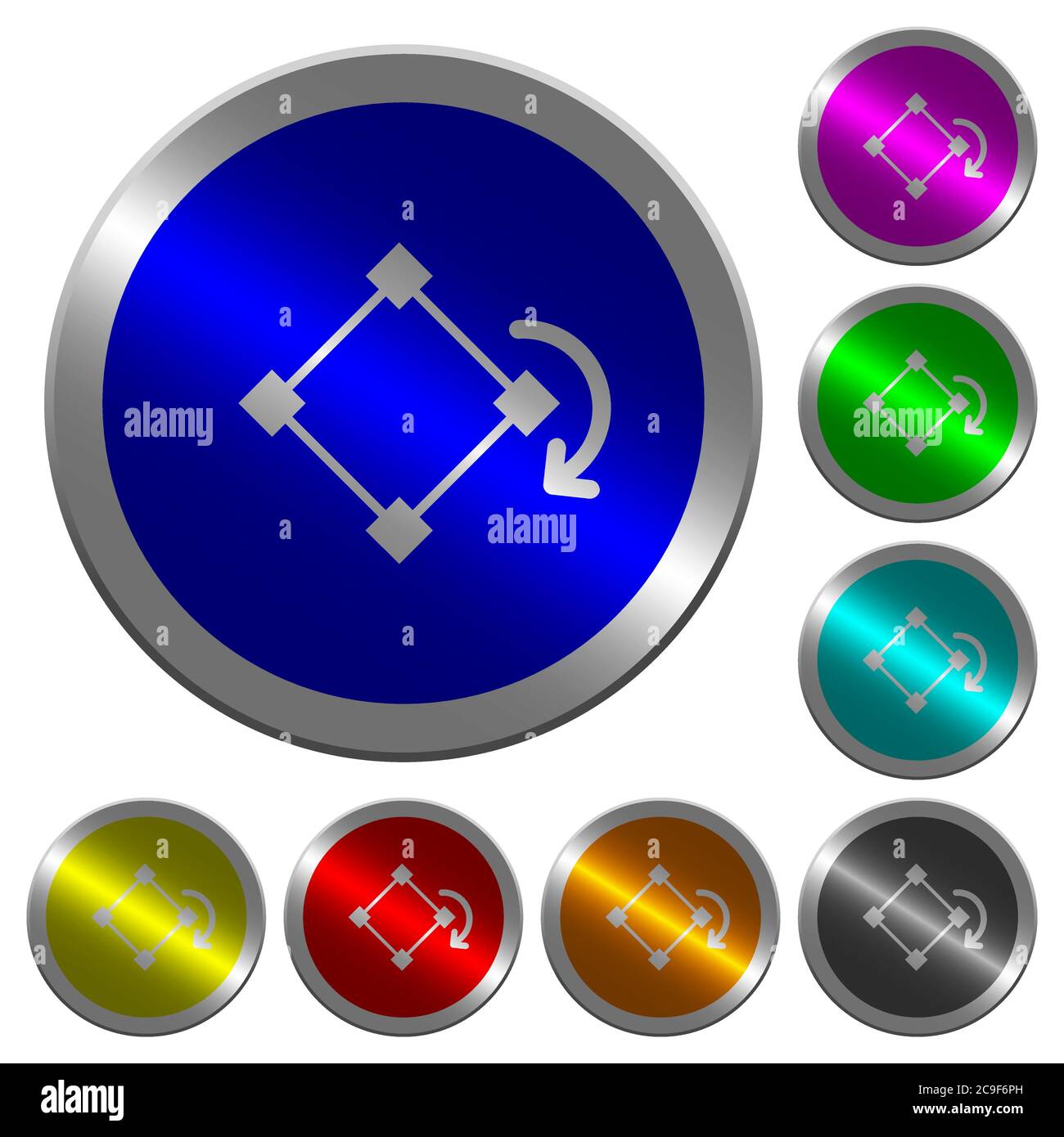 Rotate element icons on round luminous coin-like color steel buttons Stock Vector Image & Art ...