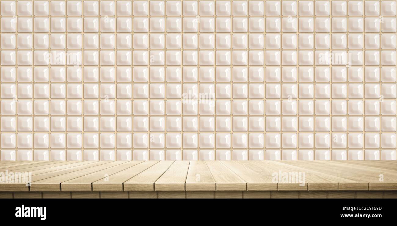 Colorful wooden platform background: ceramic tiles. ( 3D rendering ...