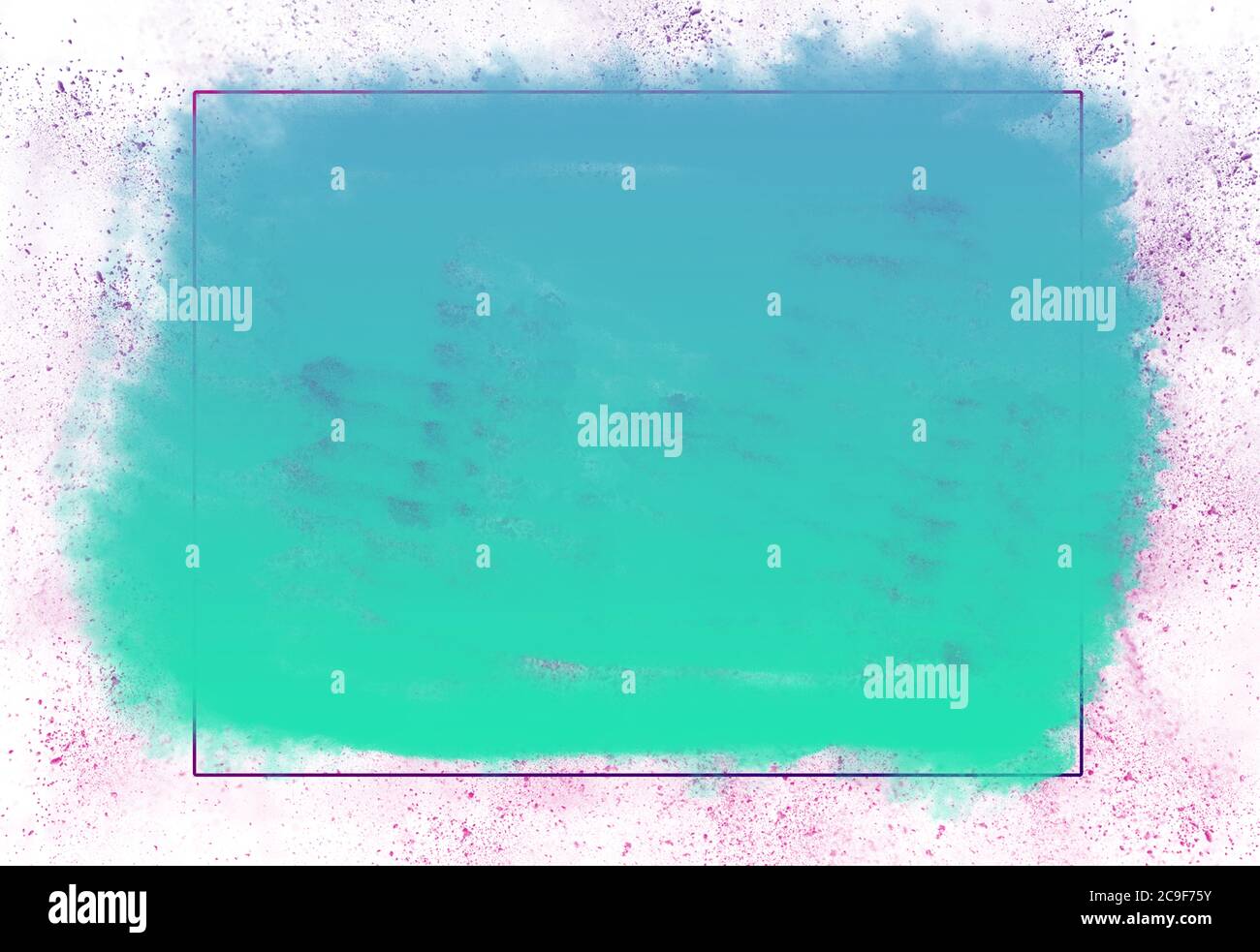 Empty Rectangle Frame With Blue Spray Design On White Background ...
