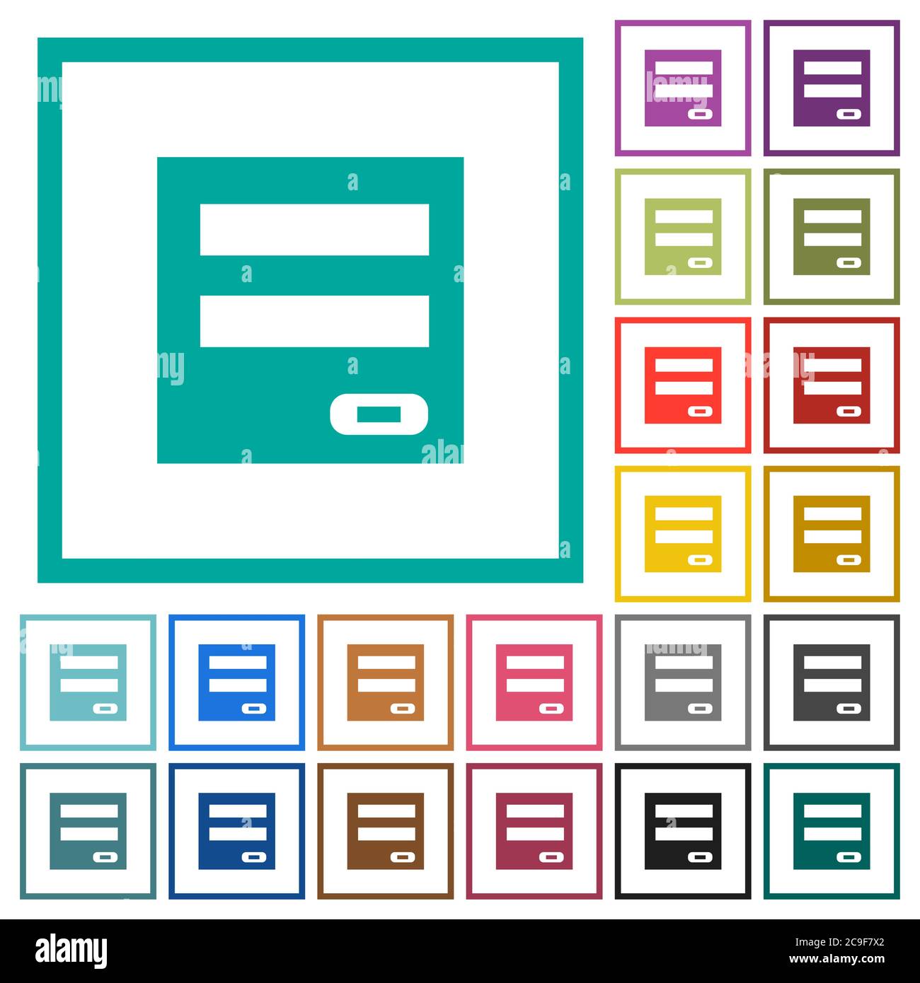 Login panel flat color icons with quadrant frames on white background ...