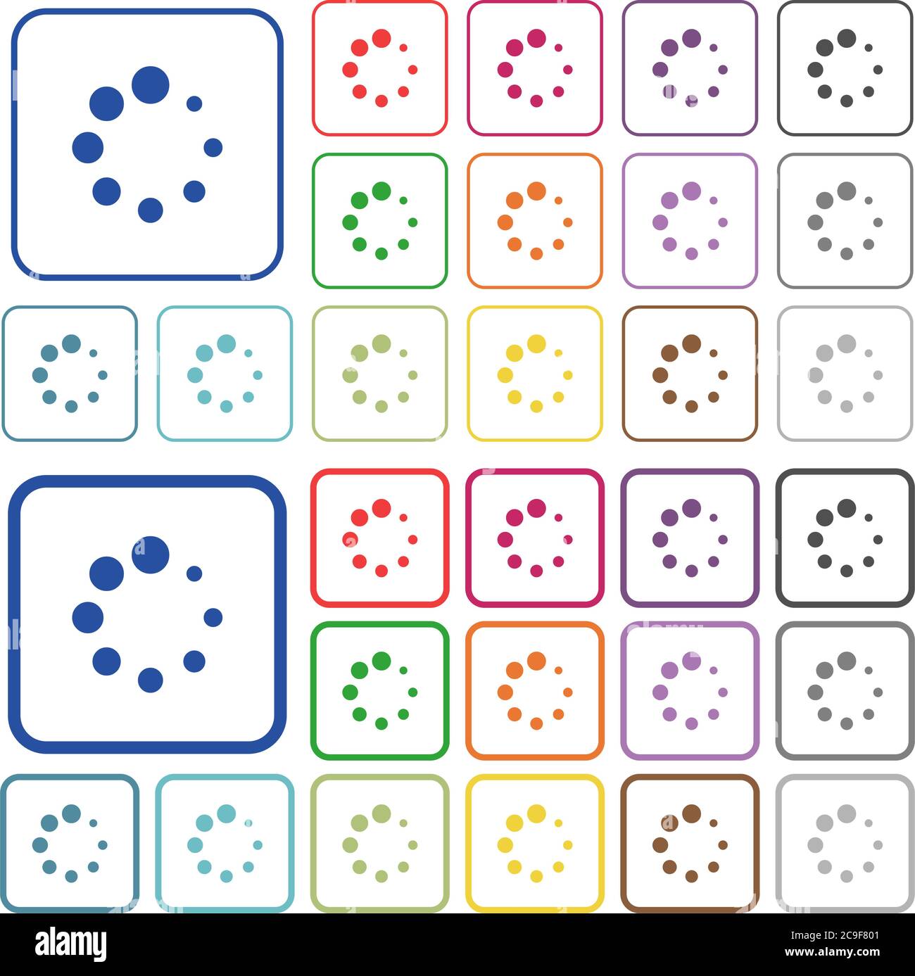 Preloader symbol color flat icons in rounded square frames. Thin and ...