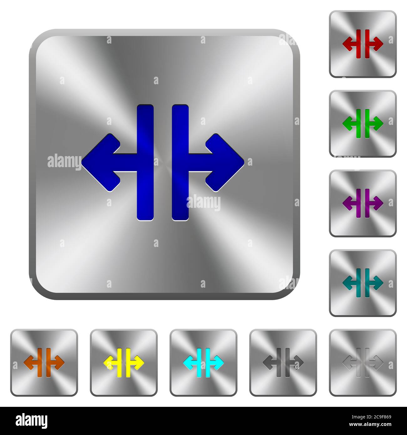 Vertical split tool engraved icons on rounded square glossy steel buttons Stock Vector Image ...