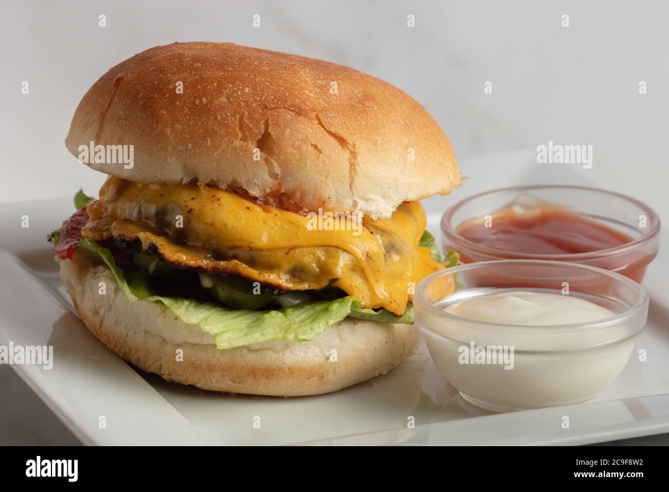 Perfect hamburger classic burger , cheeseburger with cheese Stock Photo ...