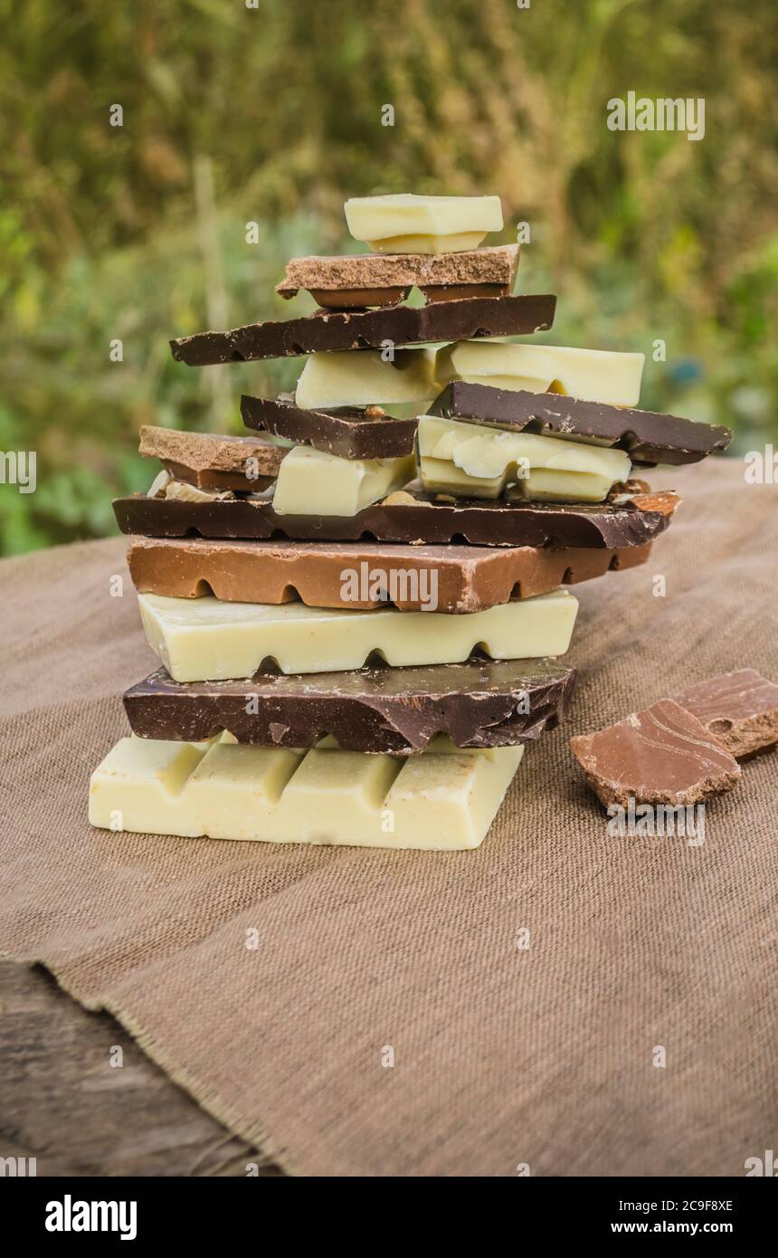 Group of chocolate bars different colors. Different kind assorted ...