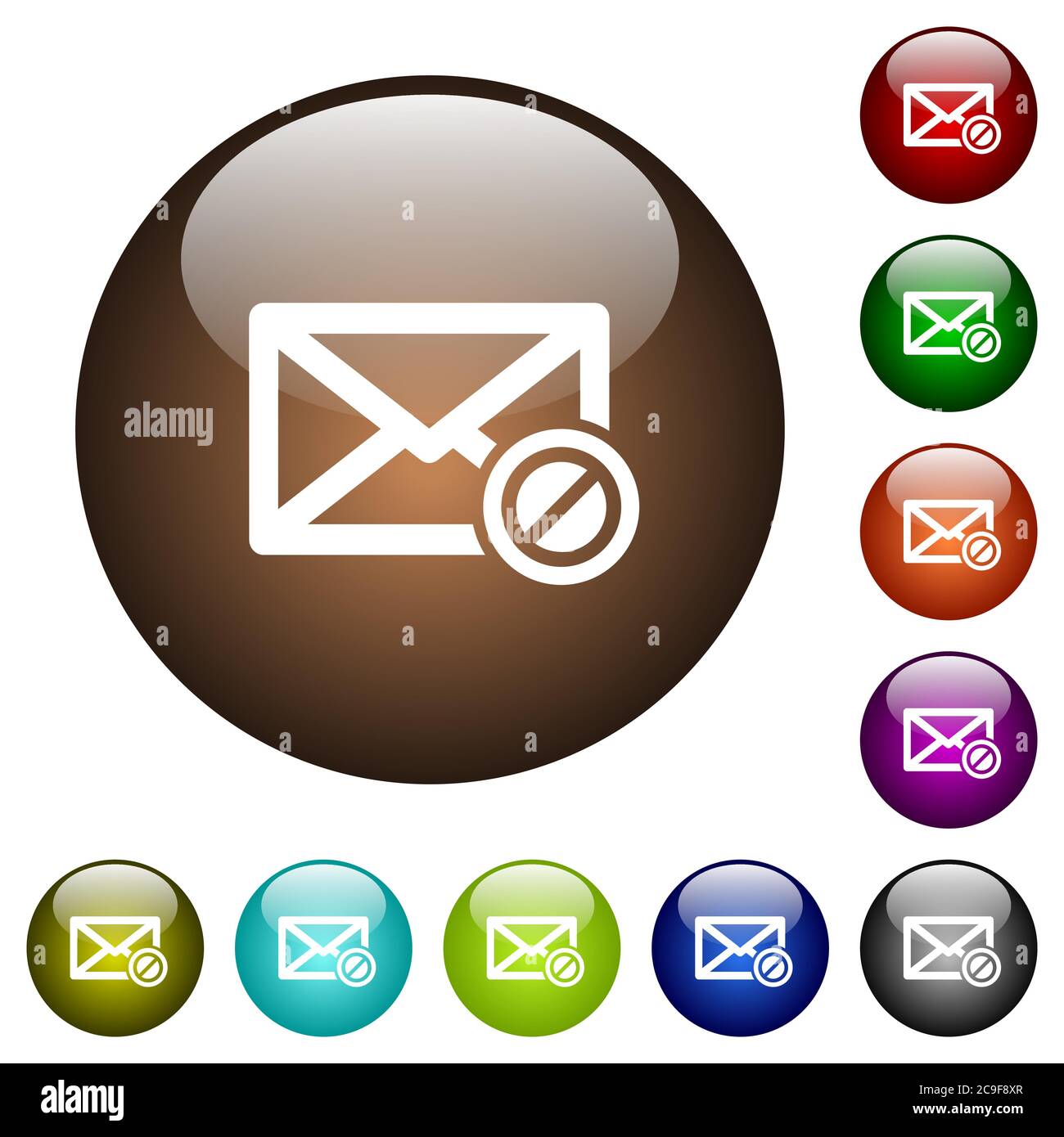 Blocked mail white icons on round color glass buttons Stock Vector ...
