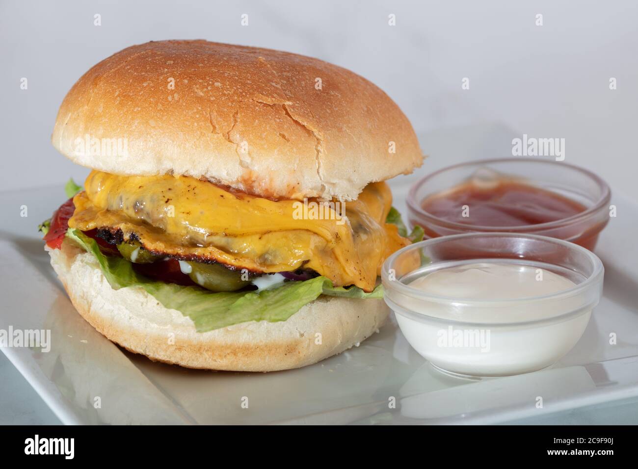 Perfect hamburger classic burger , cheeseburger with cheese Stock Photo ...