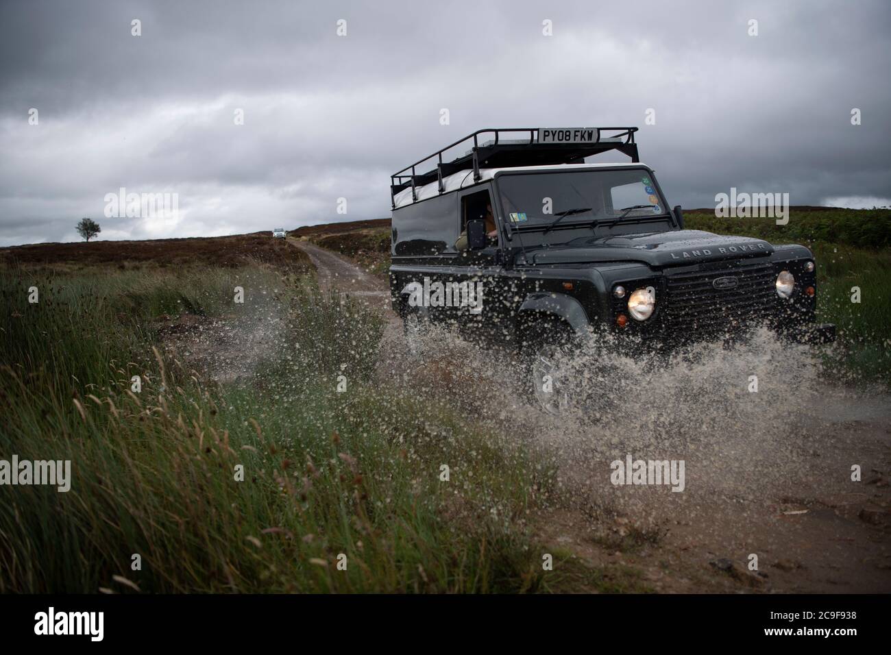 North Yorshire Moors, UK - July 23 2020: A Land Rover Defender off ...