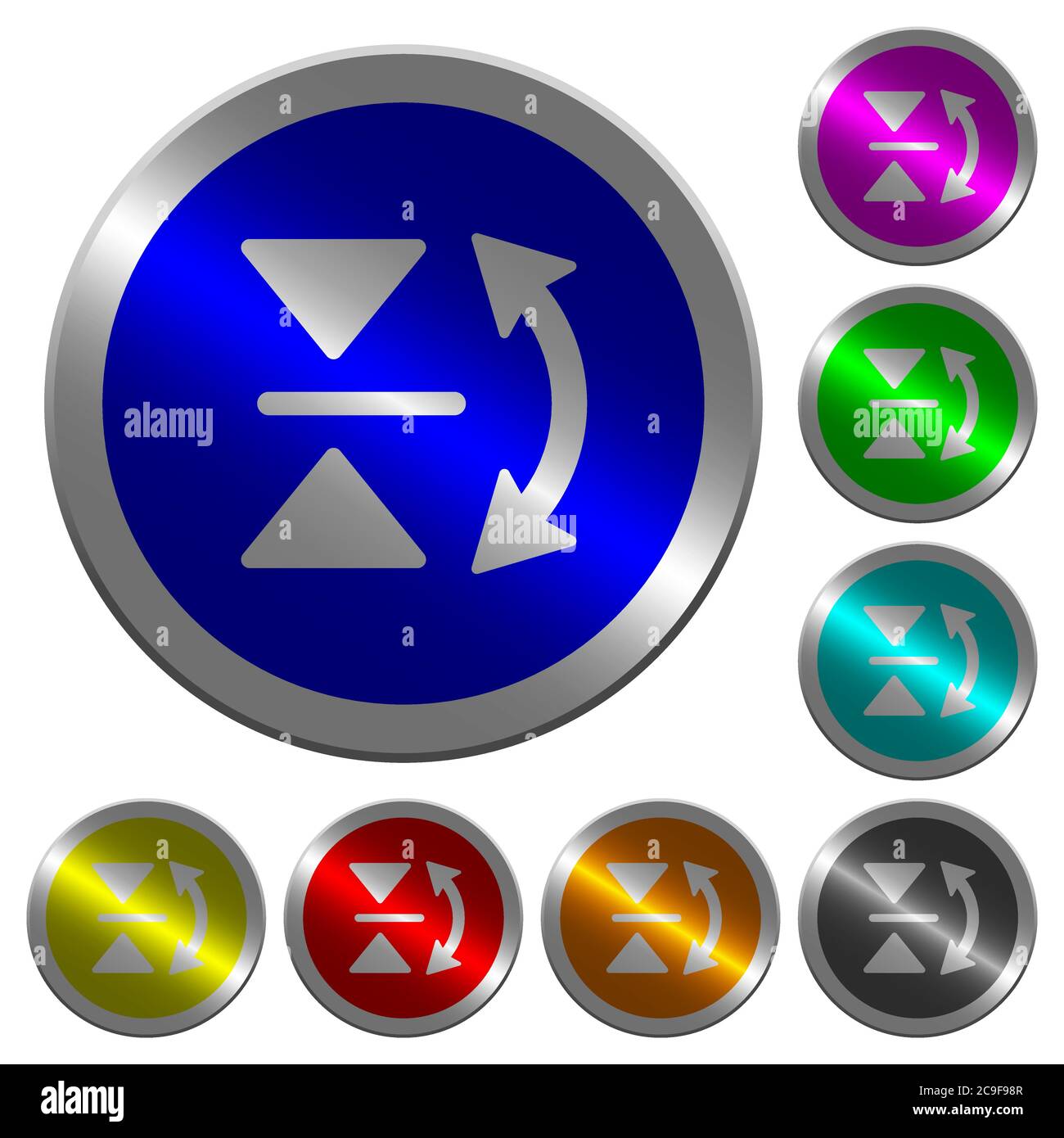 Vertical flip icons on round luminous coin-like color steel buttons Stock Vector Image & Art - Alamy