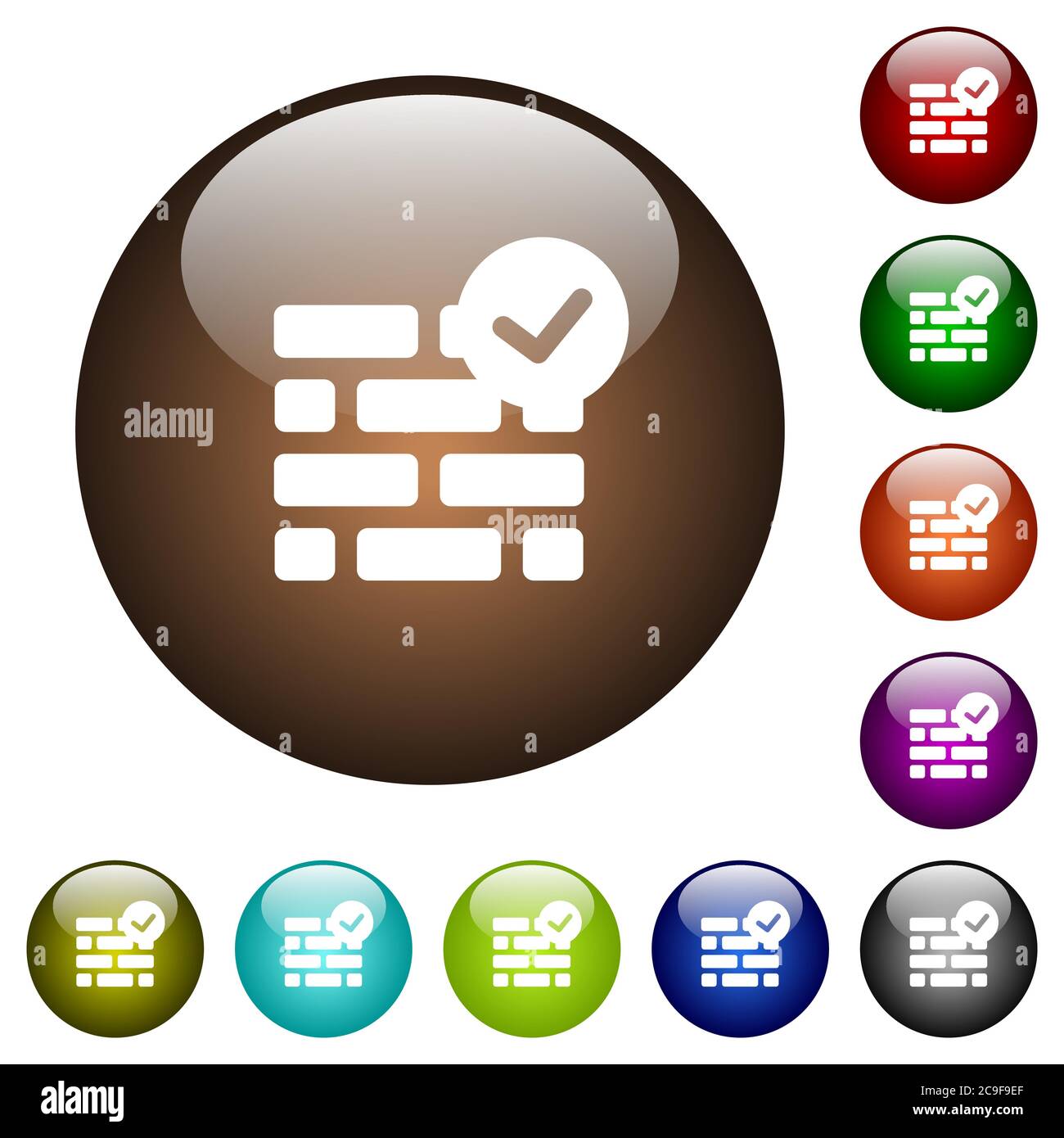 Active firewall white icons on round color glass buttons Stock Vector ...