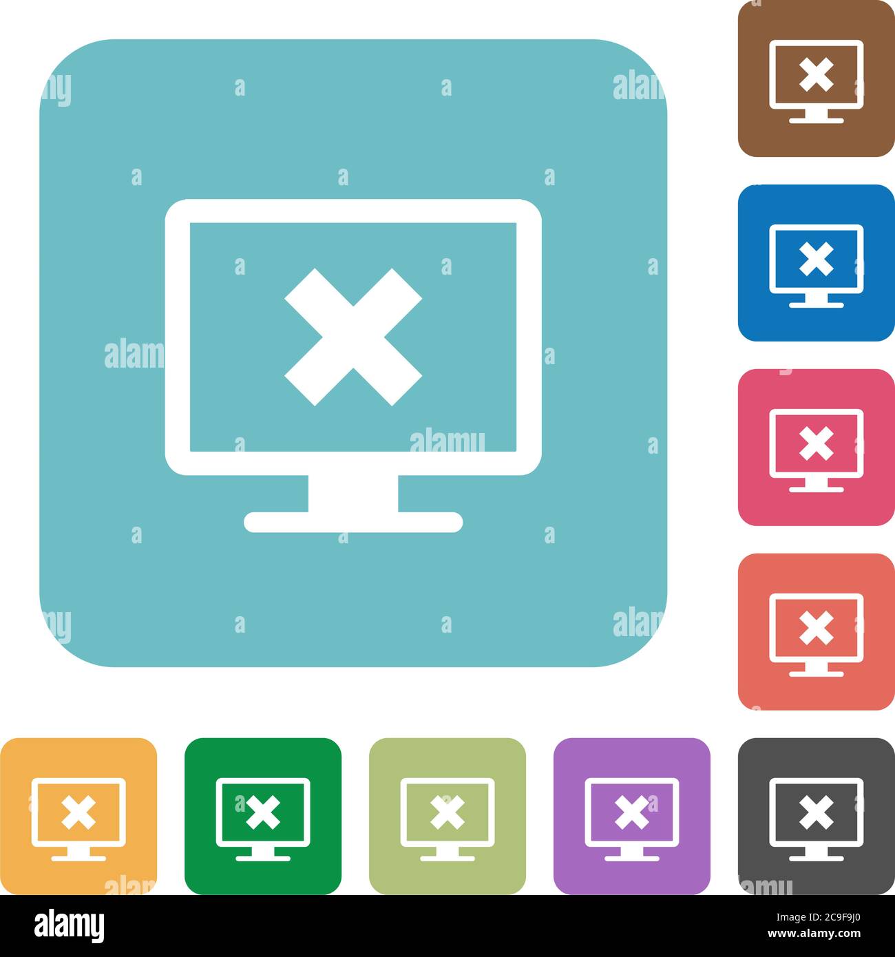 Cancel display settings white flat icons on color rounded square backgrounds Stock Vector Image ...