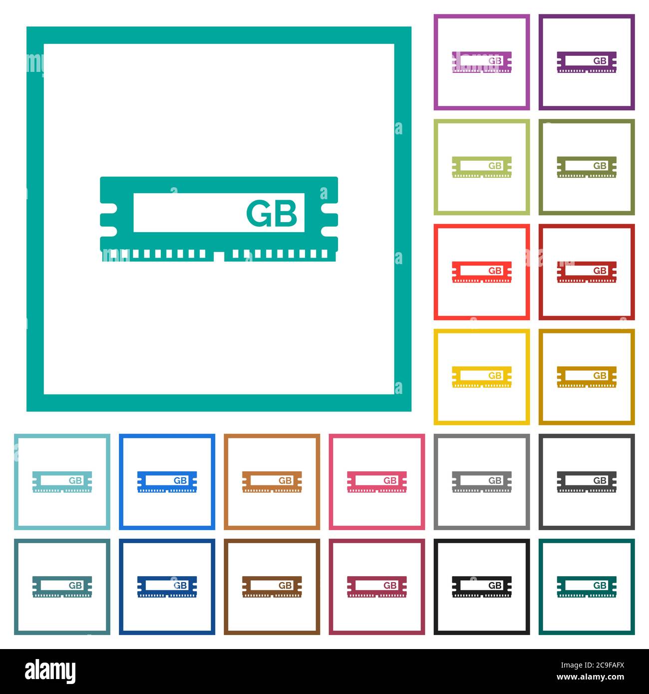 Ram Module Flat Color Icons With Quadrant Frames On White Background Stock Vector Image And Art