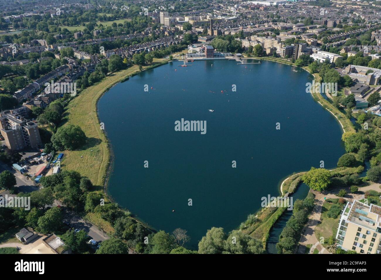 An aerial view of West Reservoir Centre near Finsbury Park, London. The ...
