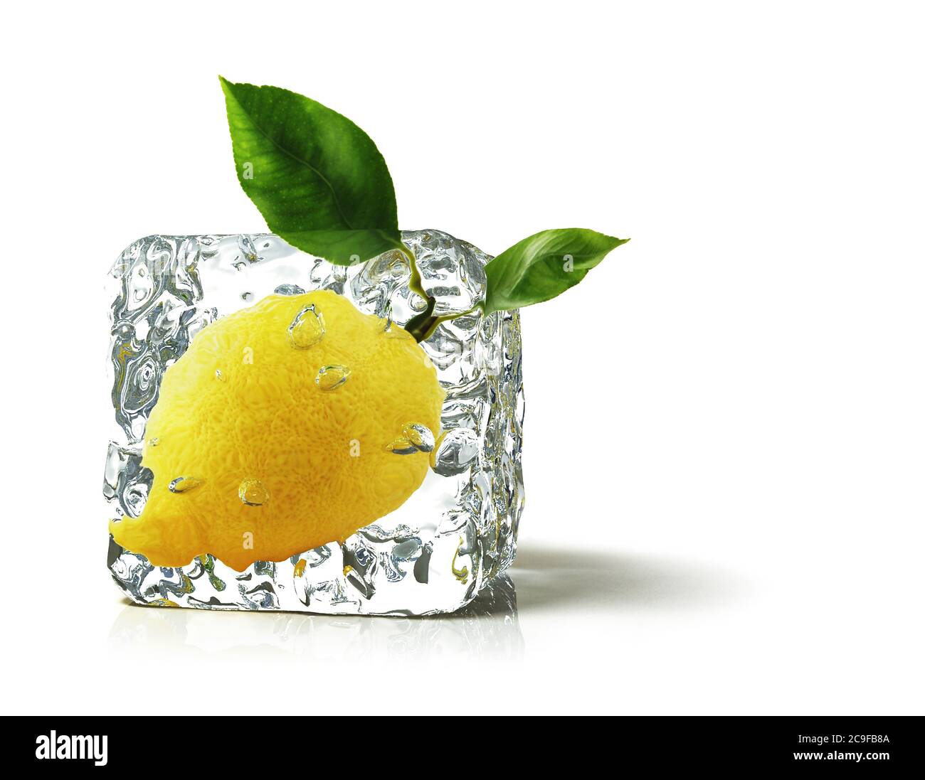 lemon in the ice cube Stock Photo - Alamy