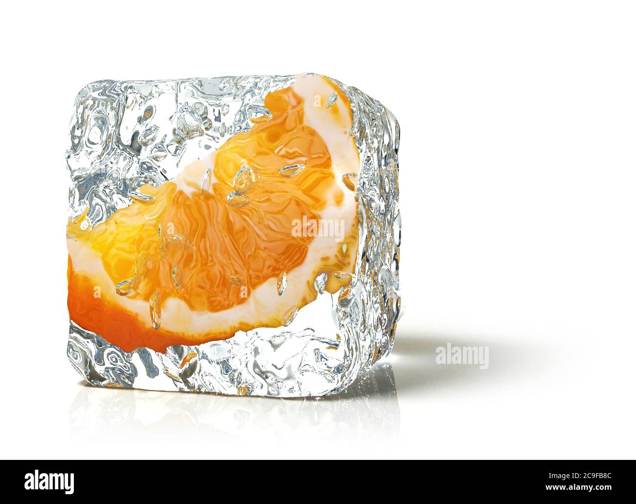 Orange in the ice cube Stock Photo - Alamy
