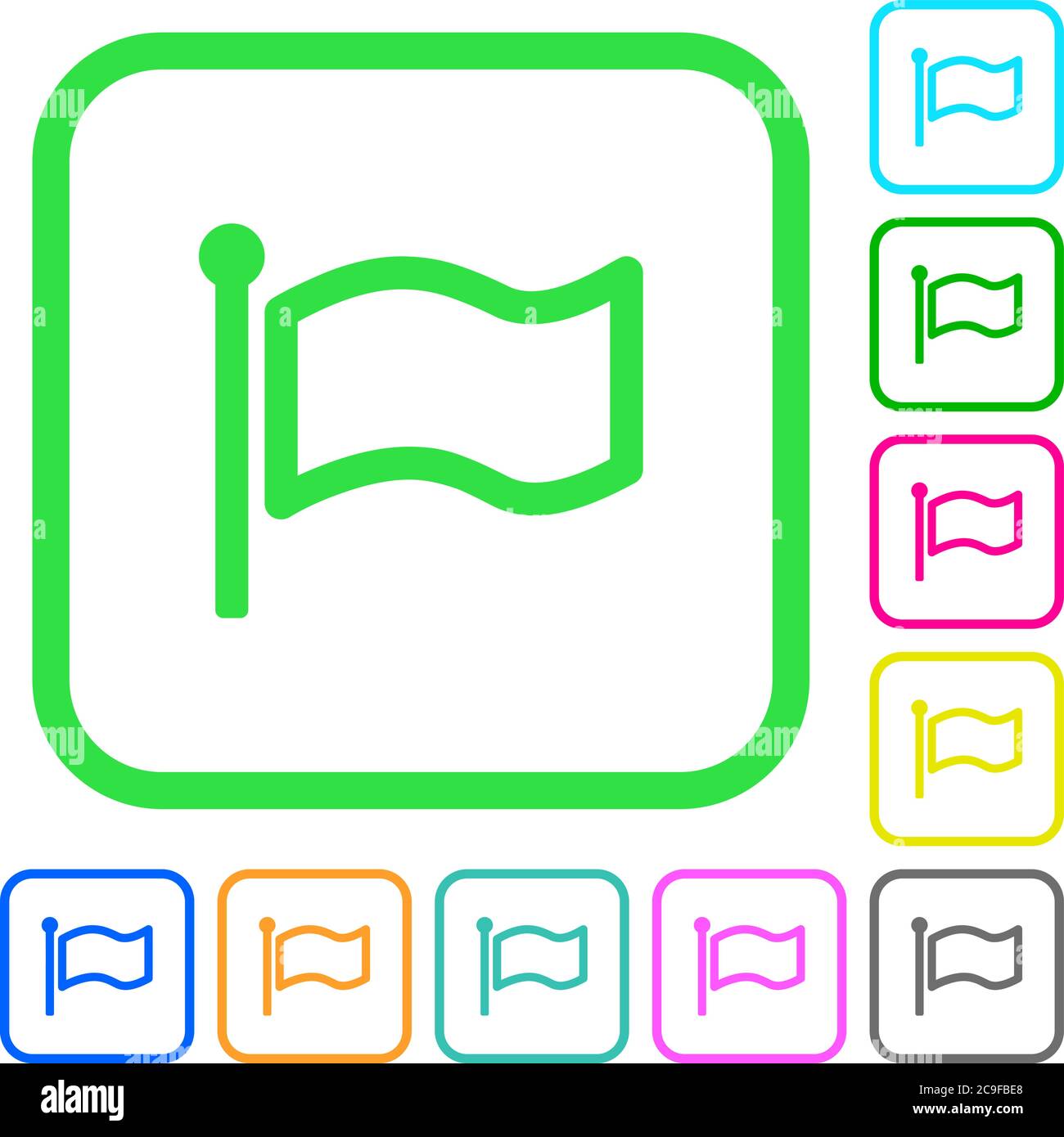 Flag flat vivid colored flat icons in curved borders on white ...