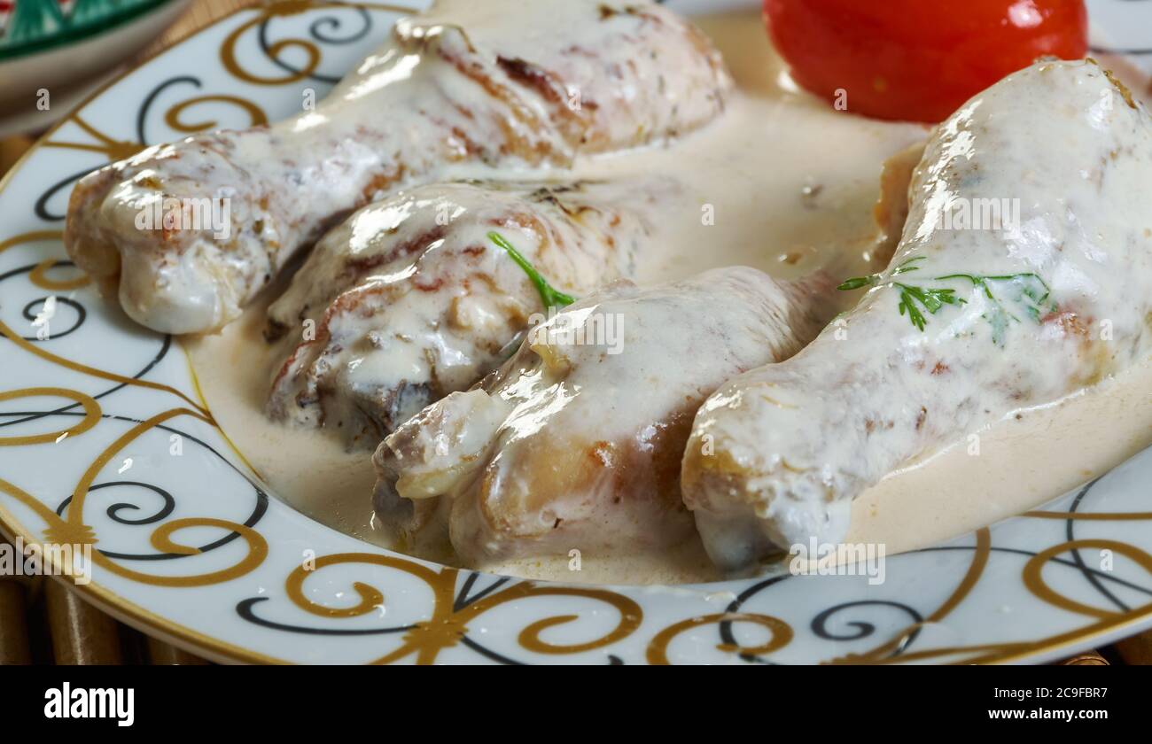 Chicken chkmeruli in georgian creamy hi-res stock photography and ...