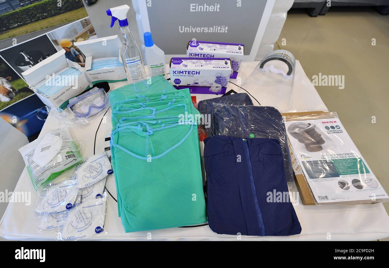 Erfurt, Germany. 31st July, 2020. An assortment of protective equipment ...