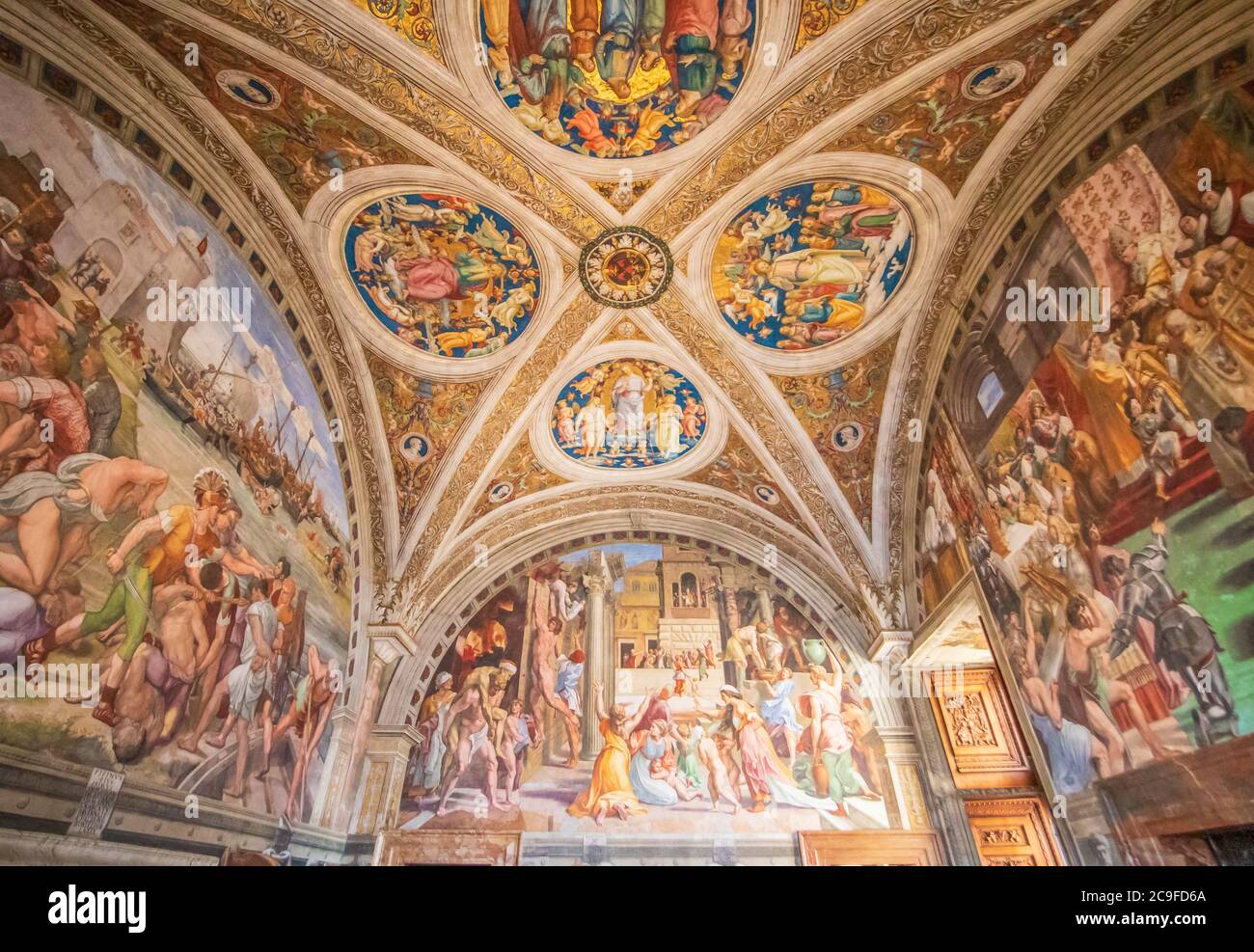The Raphael Rooms are probably the most famous frescoes of the Vatican Museum, and one the ...