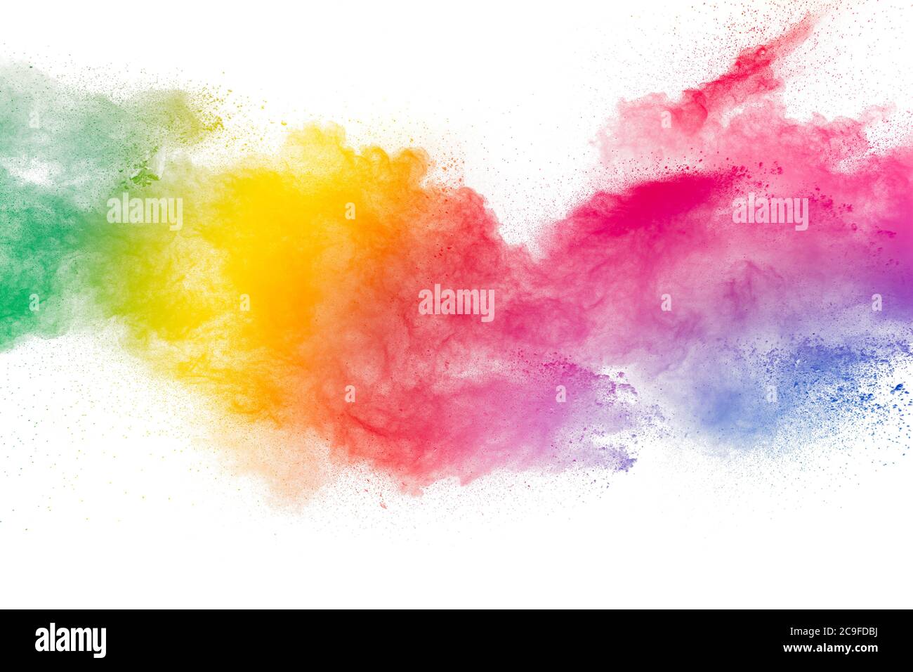 Colorful powder explosion on white background. Pastel color dust ...