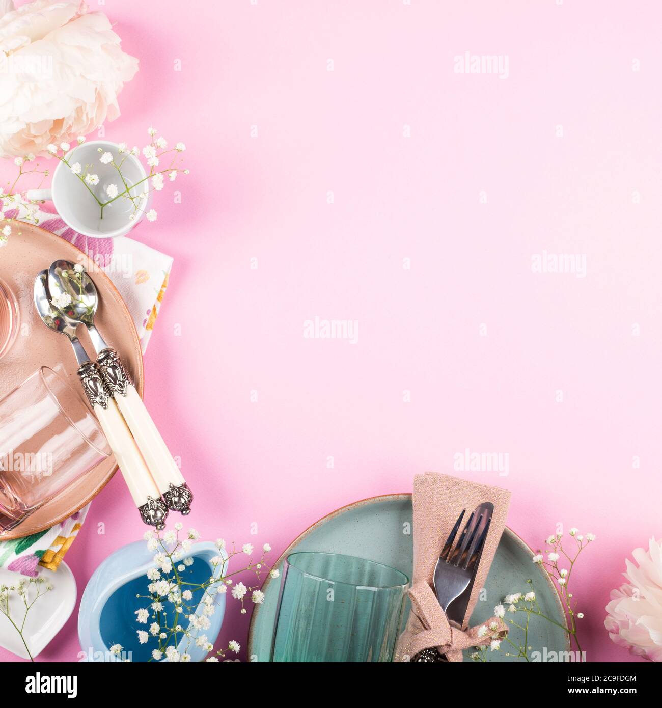 Pastel color crockery tableware concept Stock Photo - Alamy