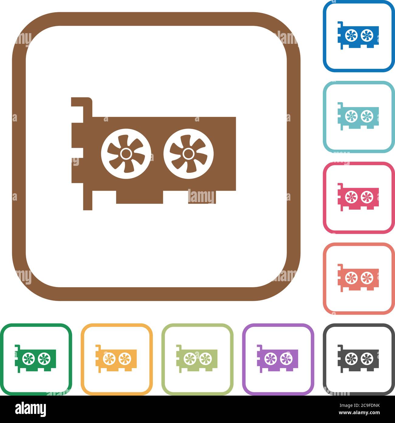 Computer video card simple icons in color rounded square frames on white background Stock Vector ...