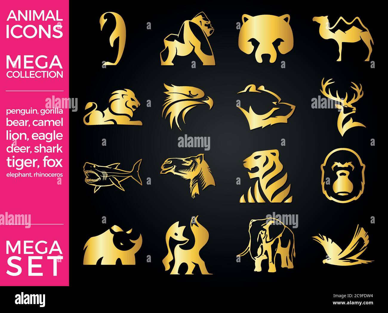 Mega Pack and Mega Set Vector Animals Icons Set EPS 10 Stock Vector ...