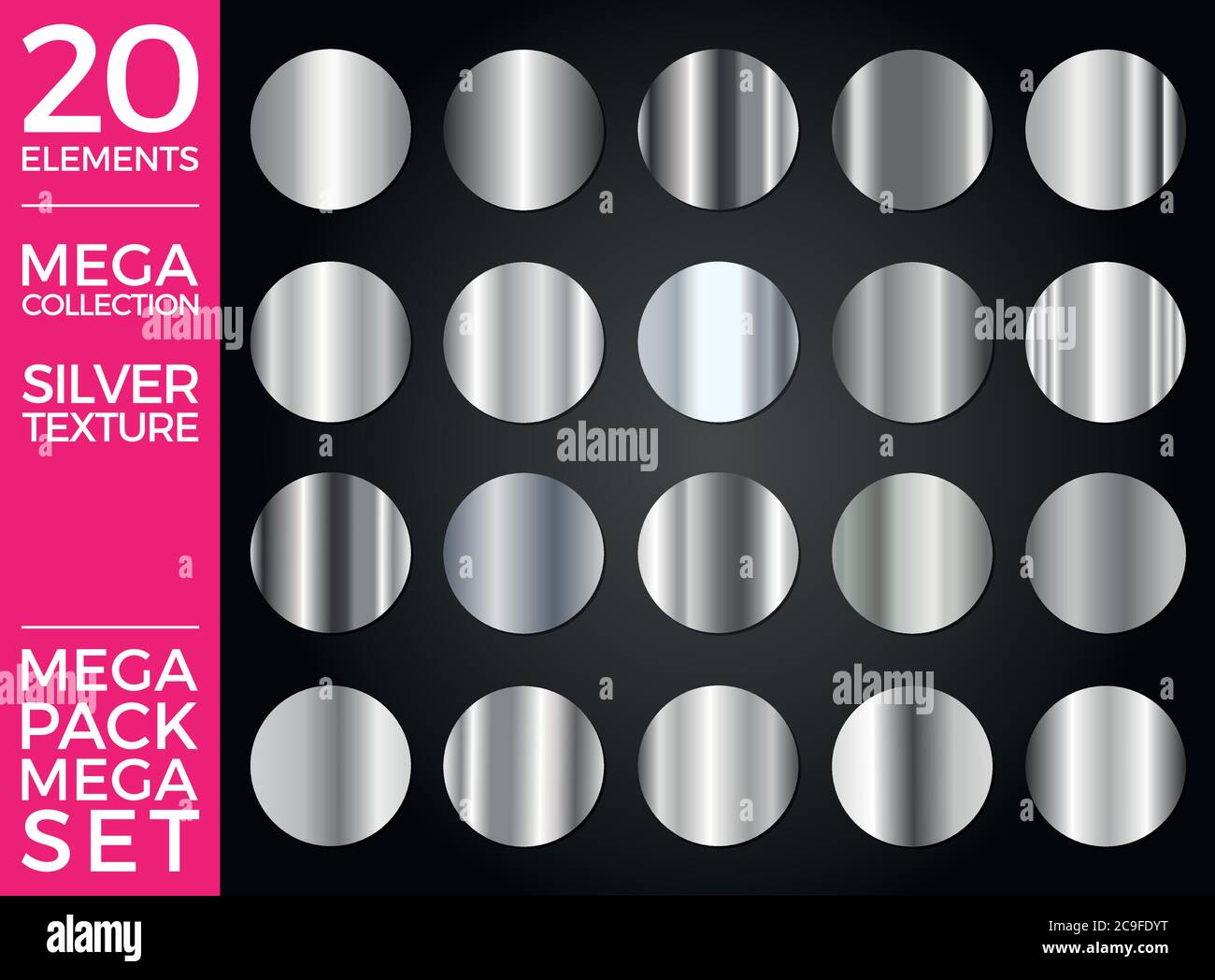 Vector Set of Silver Gradients, Silver Squares Collection, Textures ...