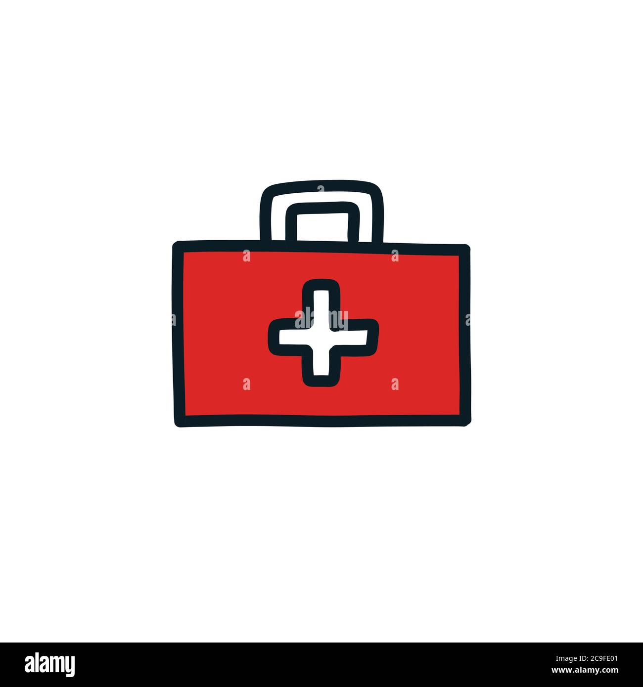 first aid kit doodle icon, vector color illustration Stock Vector Image ...