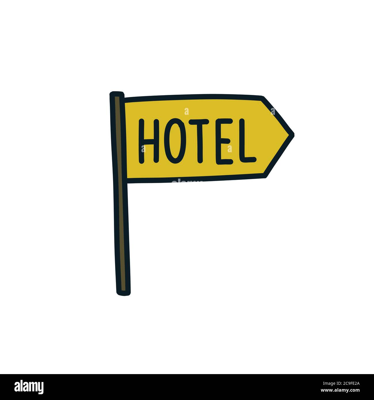 hotel sign doodle icon, vector color line illustration Stock Vector ...