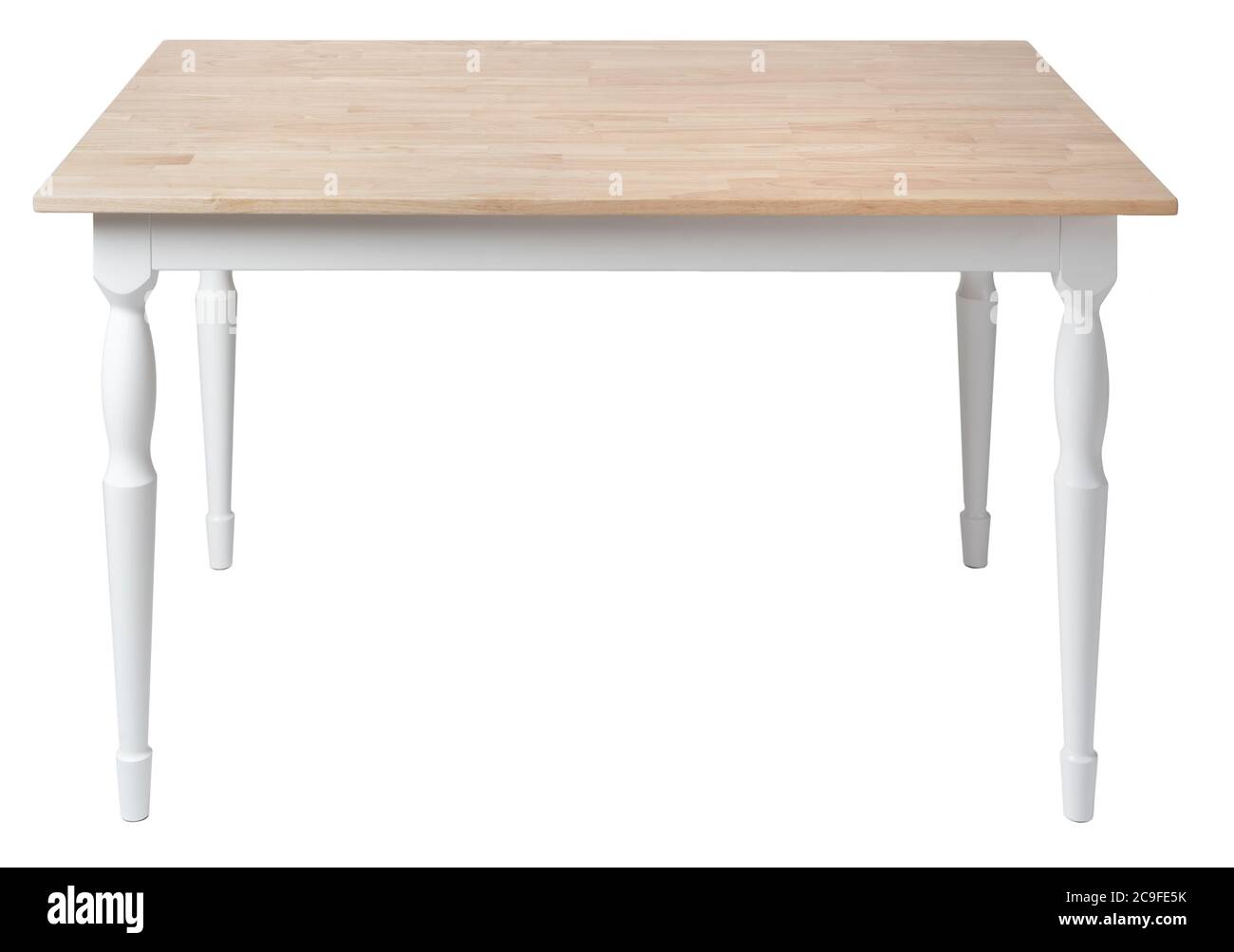 Wooden table with rectangle tabletop isolated on white Stock Photo - Alamy