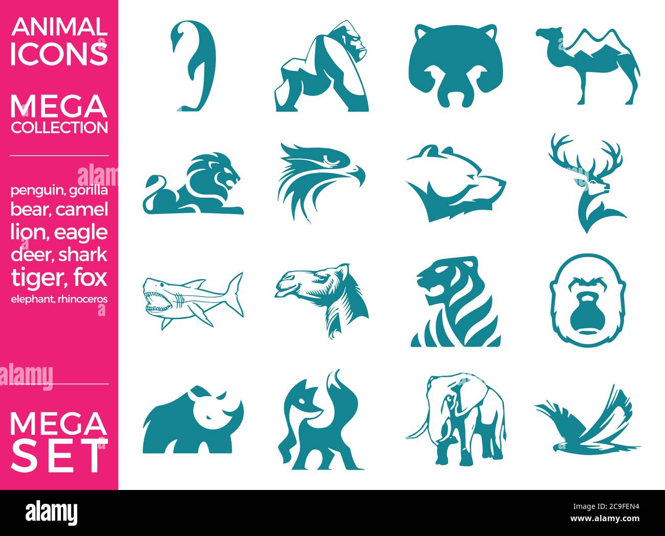 Mega Pack and Mega Set Vector Animals Icons Set EPS 10 Stock Vector ...