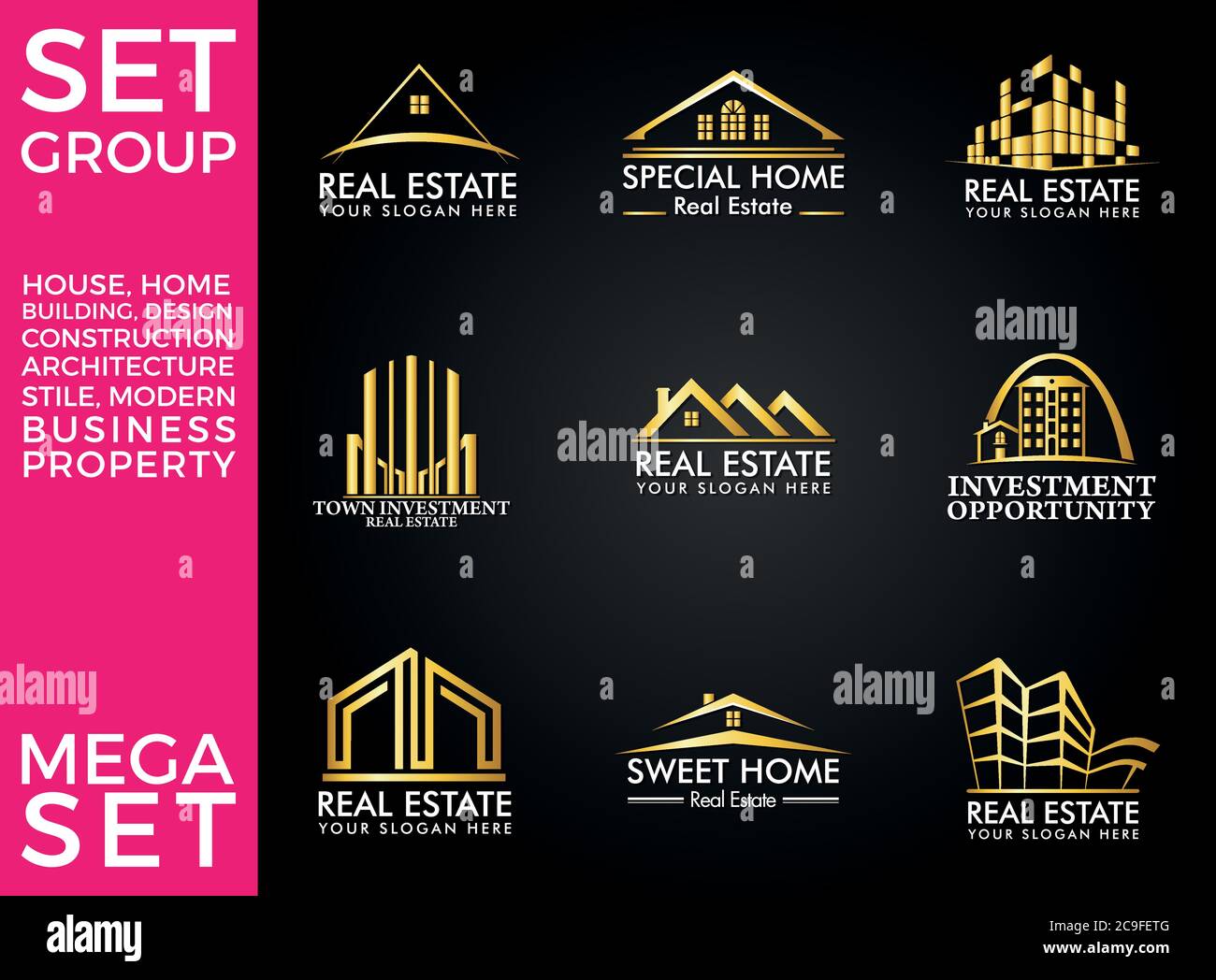 Mega Set and Big Group, Real Estate, Building and Construction Logo ...