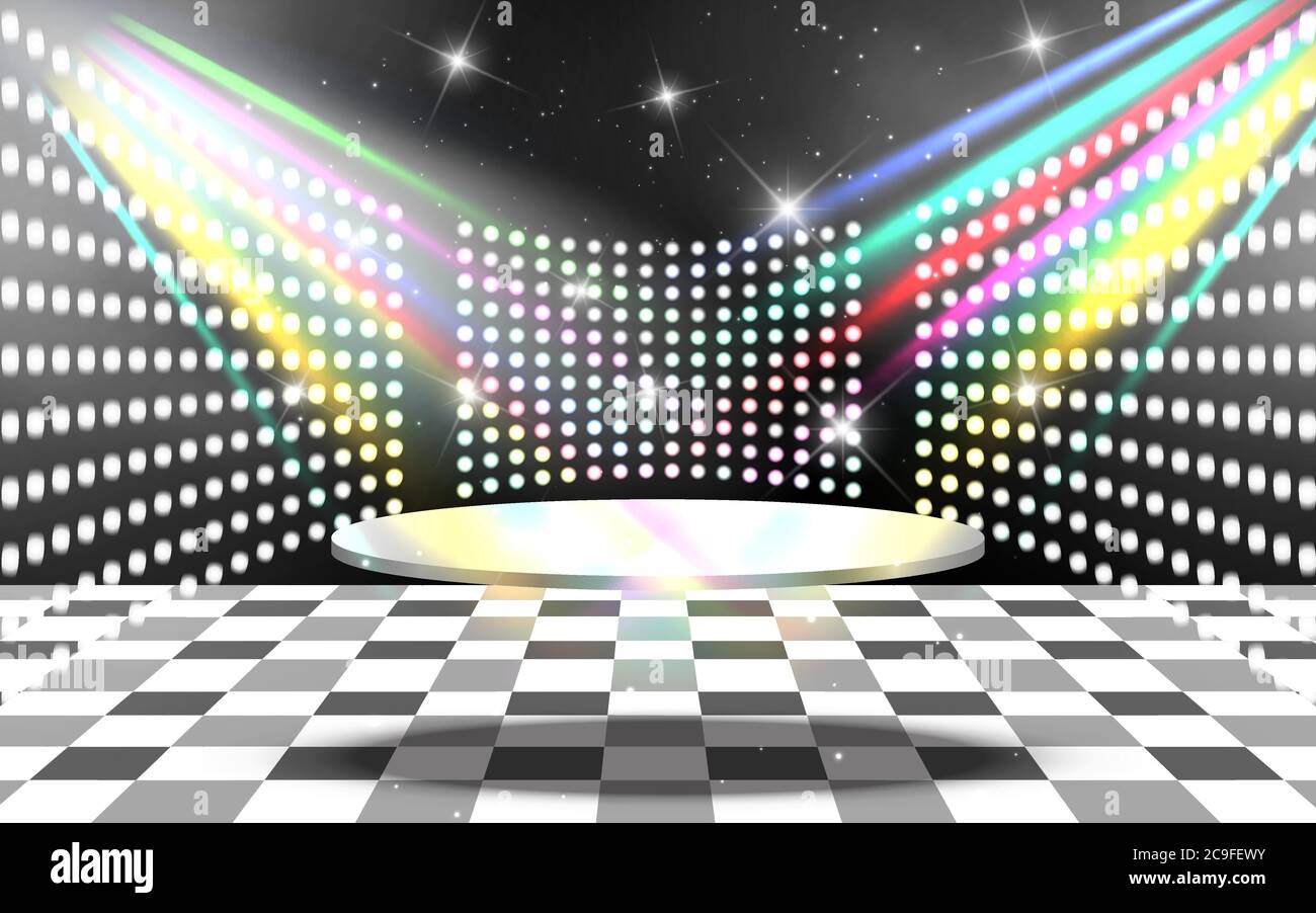 silver stand with colorful spotlight in the studio room Stock Vector ...