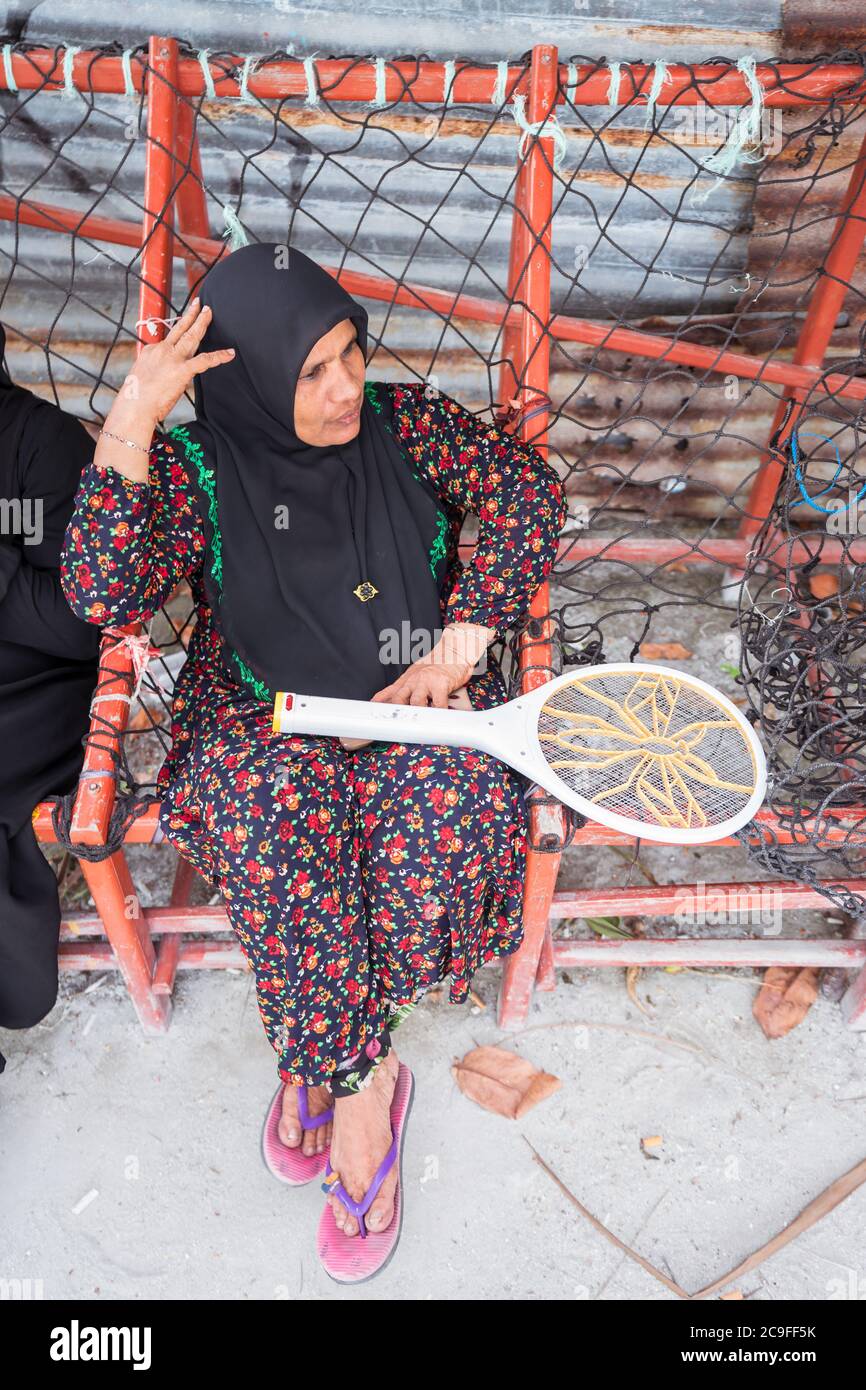 Bodufolhudhoo / Maldives - August 17, 2019: muslim women with black ...