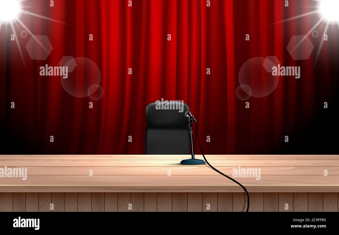 Stand microphone on red Stock Vector Images - Alamy